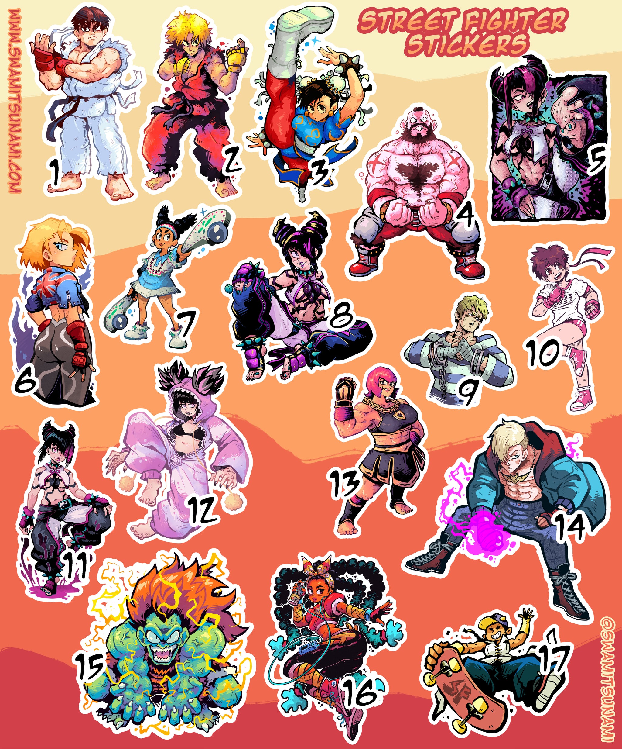 Street Fighter - 2 to 3.5-Inch Sticker Series